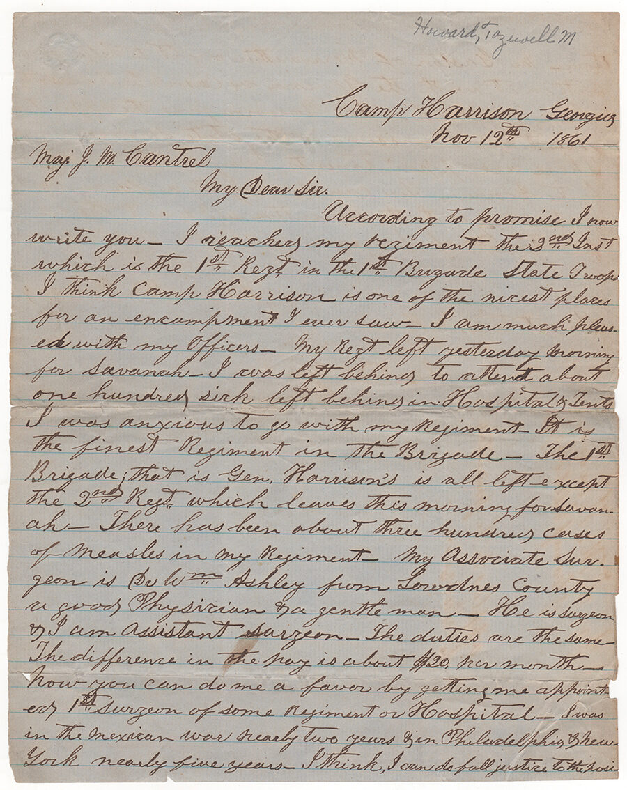 Manuscript Civil War Letter by a Confederate Assistant Surgeon ...