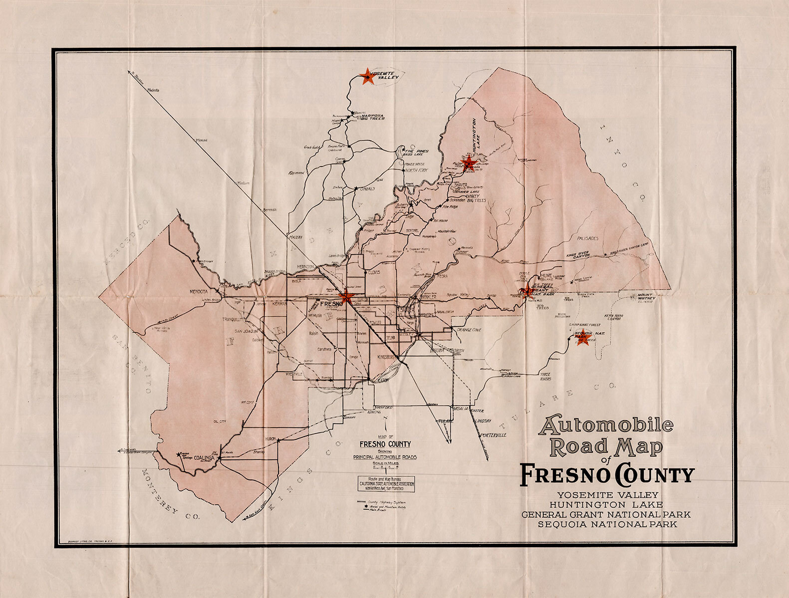 Pictorial Map of Fresno County and Mid-California's Garden of the Sun ...
