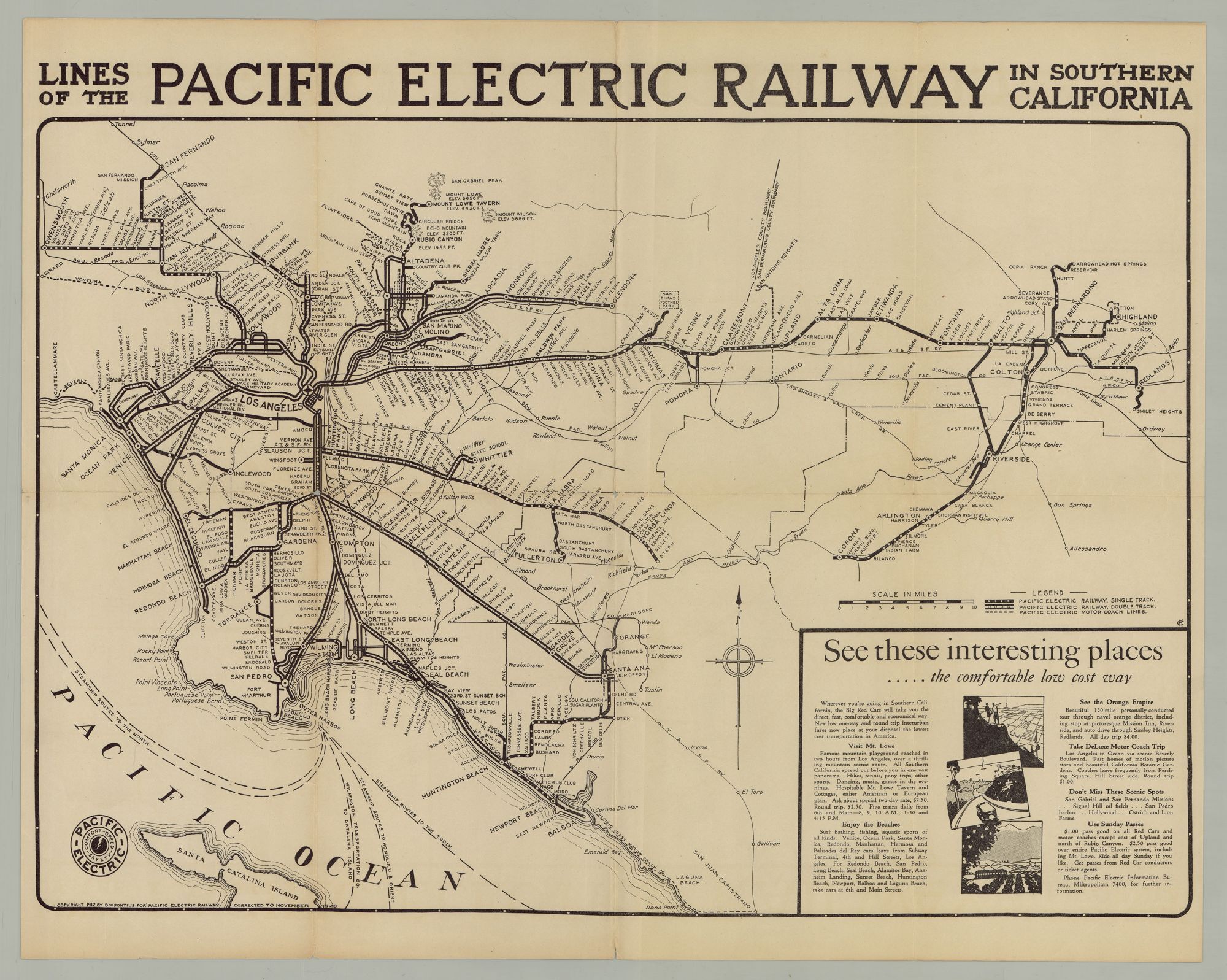 Lines of the Pacific Electric Railway in Southern California | D. W ...