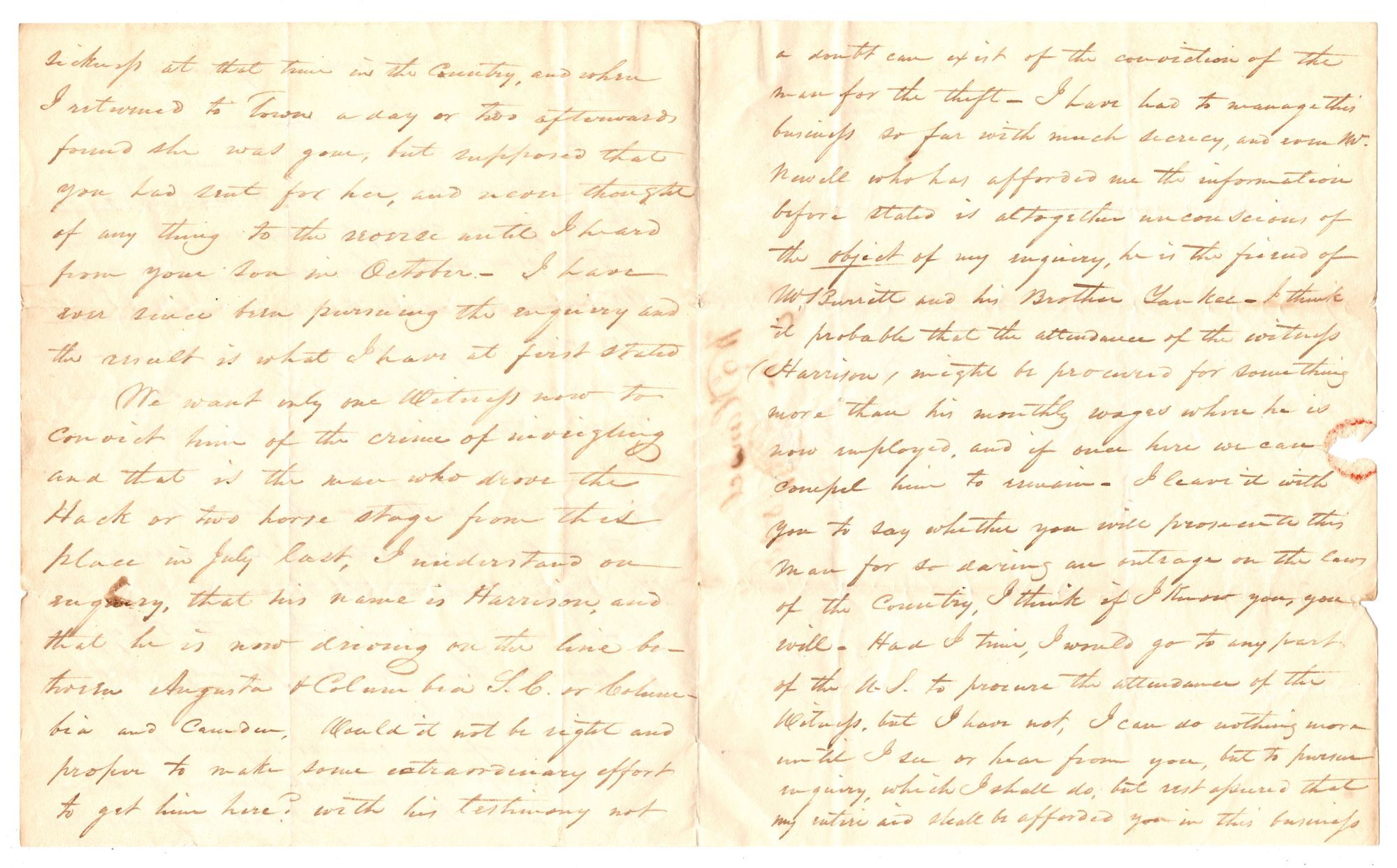 Autograph letter, signed, from a Georgia politician trying to convict ...